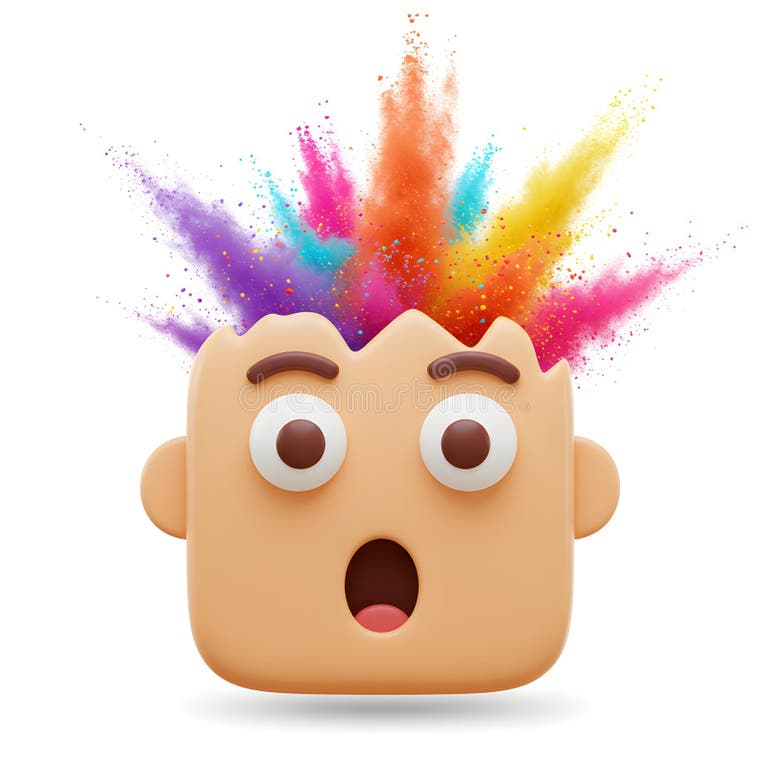 Astonished Face with Exploding Rainbow Colors: a 3D Render of Surprise ...