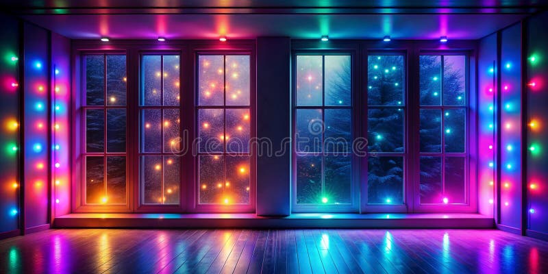 Astonishing Lights Dual Color from Window AI Generative Stock ... Astonishing Lights Dual Color from Window AI Generative Stock ...