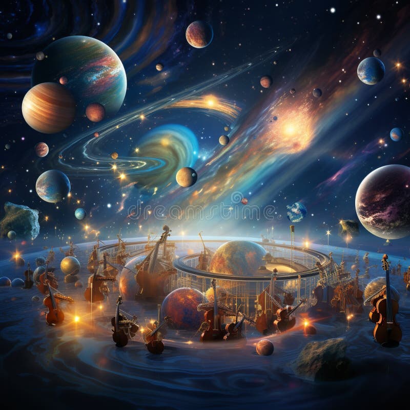 Celestial Symphony: a Stellar Dance of Star Clusters Stock Illustration ...