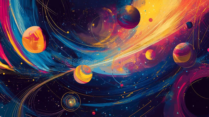 Astral Planes and Celestial Orbits in Vibrant Cosmic Colors Stock ...