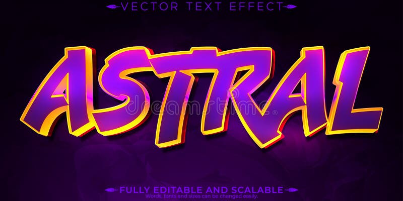 Astral Text Effect, Editable Mystic and Game Text Style Stock Vector ...