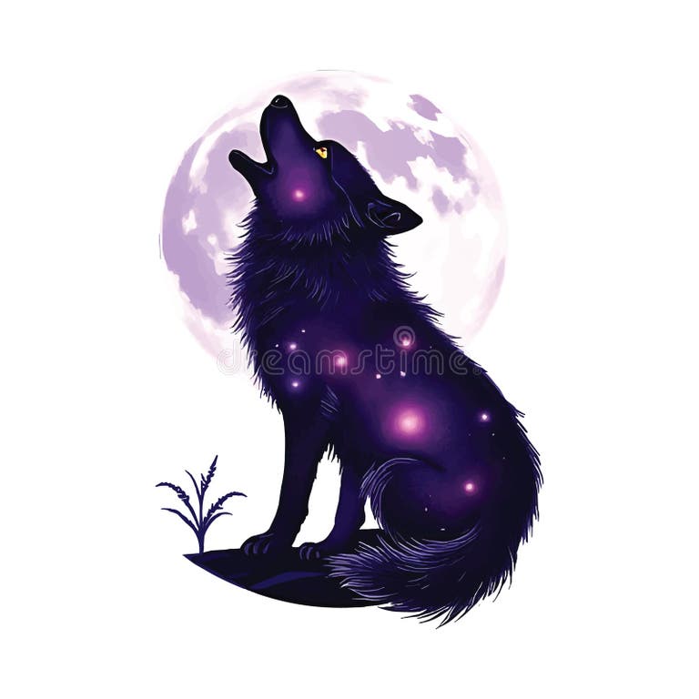 Astral Wolf Silhouette with Cosmic Galaxy Effect Stock Illustration ...