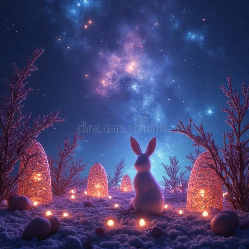 Astro-Themed Easter Celebration Stock Illustration - Illustration of ...
