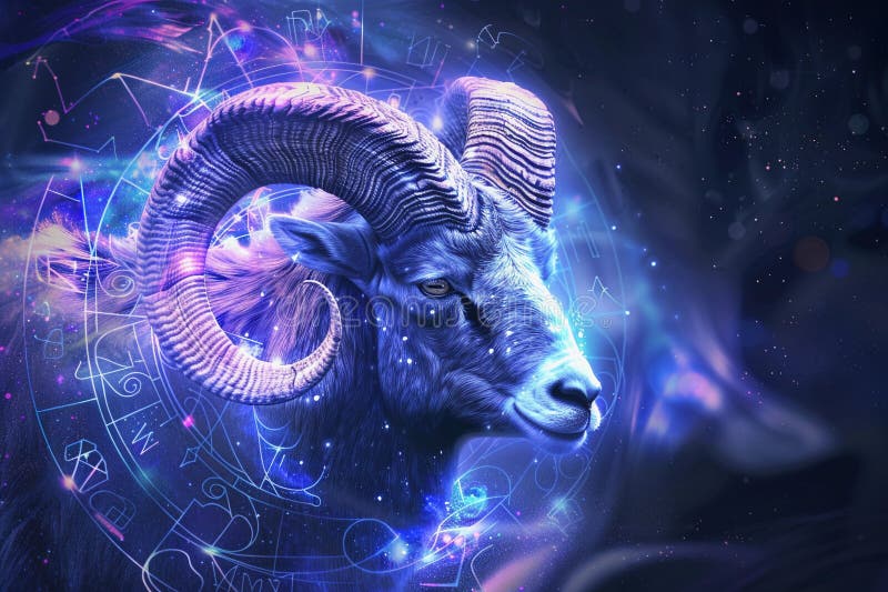 Astrological Abstract Composition with Aries Zodiac Sign Symbol Stock ...