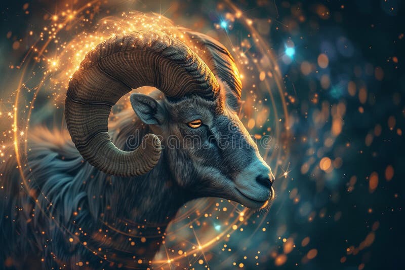 Astrological Abstract Composition with Aries Zodiac Sign Symbol Stock ...