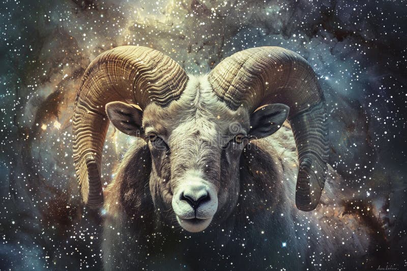 Astrological Abstract Composition with Aries Zodiac Sign Symbol Stock ...