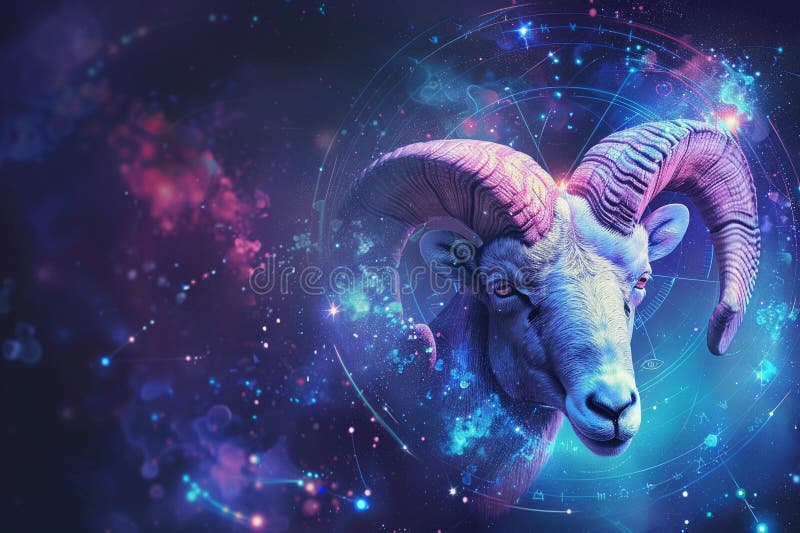 Astrological Abstract Composition with Aries Zodiac Sign Symbol Stock ...