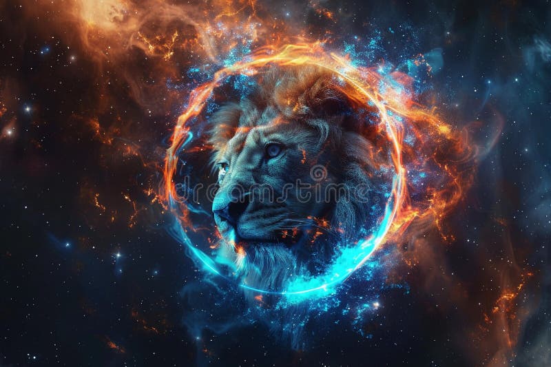 Astrological Abstract Composition with Leo Zodiac Sign Symbol Stock ...