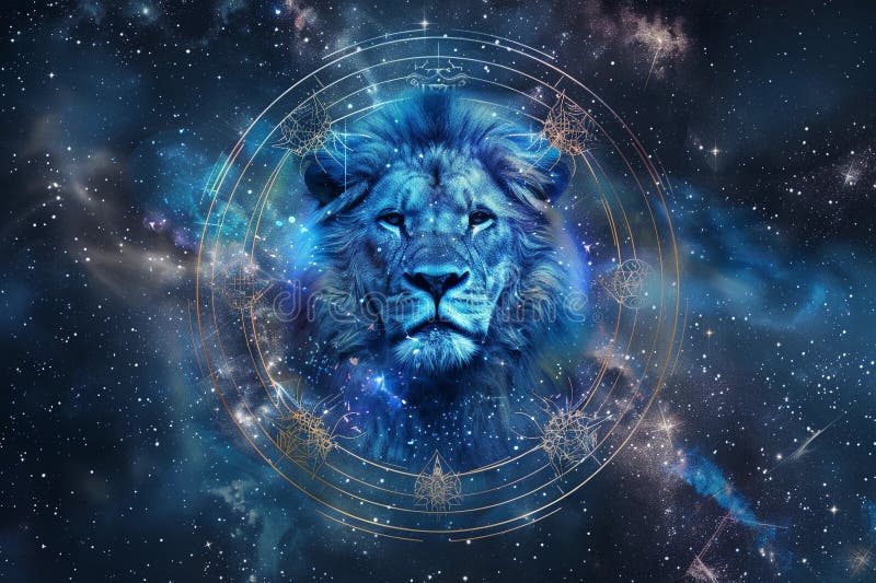 Astrological Abstract Composition with Leo Zodiac Sign Symbol Stock ...