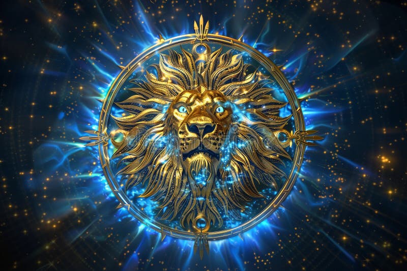 Astrological Abstract Composition with Leo Zodiac Sign Symbol Stock ...