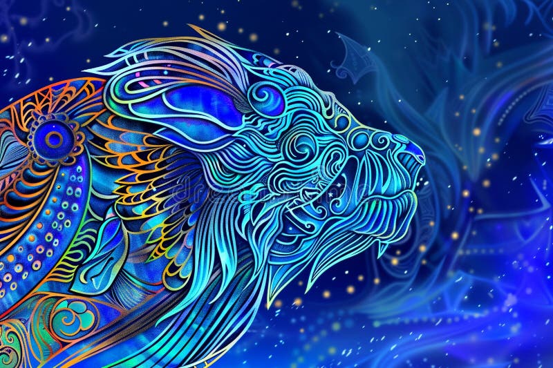 Astrological Abstract Composition with Leo Zodiac Sign Symbol Stock ...