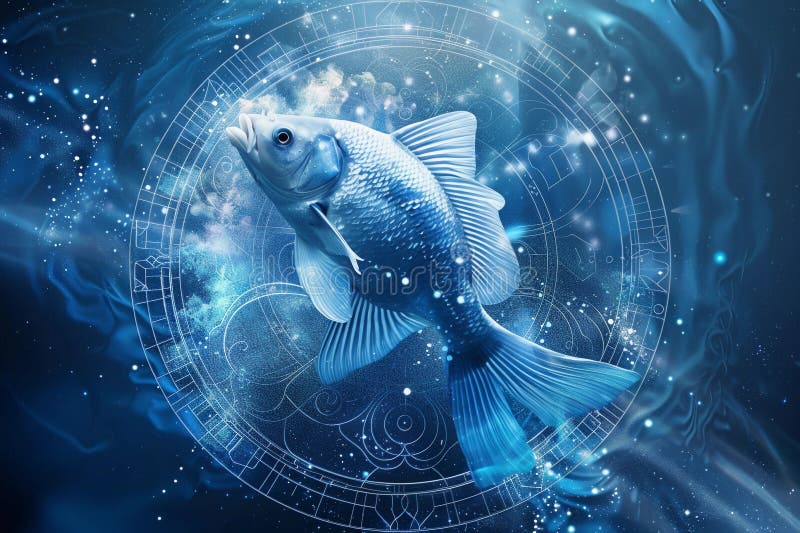 Astrological Abstract Composition with Pisces Zodiac Sign Symbol Stock ...
