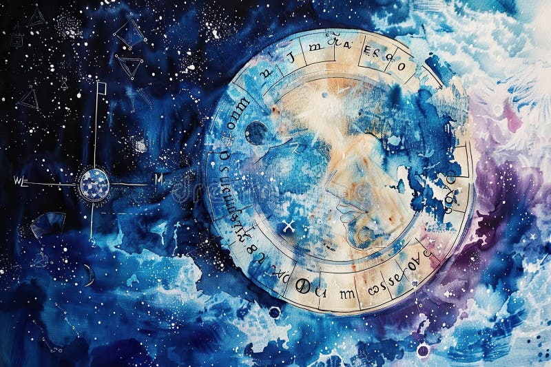 Astrological Composition with Zodiac Circle in Signs and Symbols Stock ...