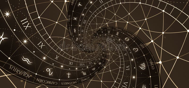 Astrological Background with Zodiac Signs and Symbol Stock Illustration ...