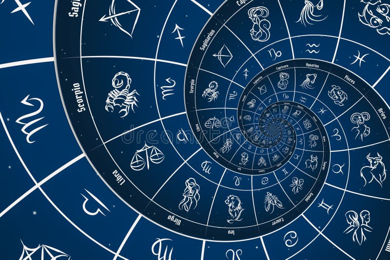 Astrological Background with Zodiac Signs and Symbol Stock Illustration ...
