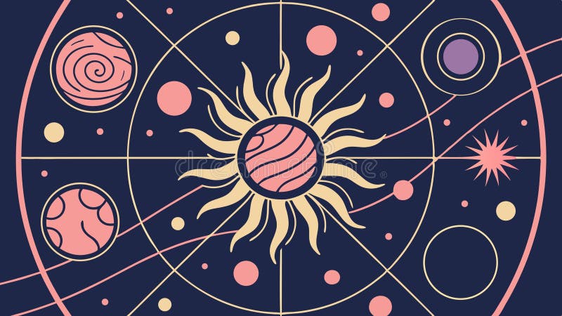 Astrological Chart with Sun and Planets Vector, Spirituality and Cosmos ...