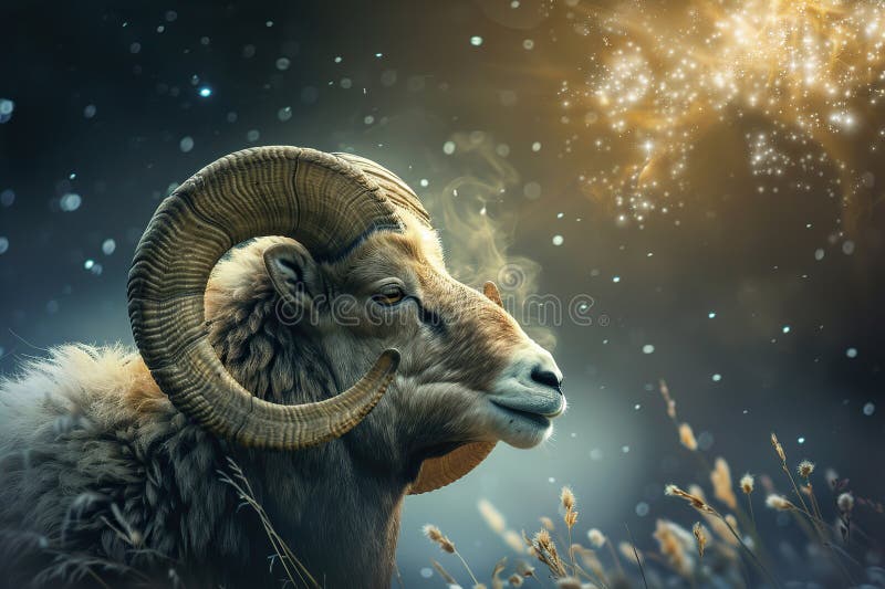 Astrological Composition with Concept of Aries Zodiac Sign Symbol Stock ...