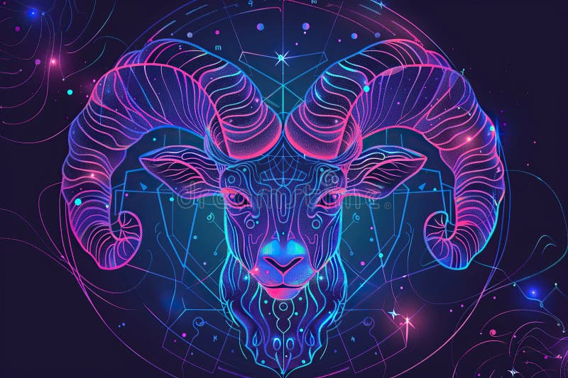 Astrological Composition with Concept of Aries Zodiac Sign Symbol Stock ...