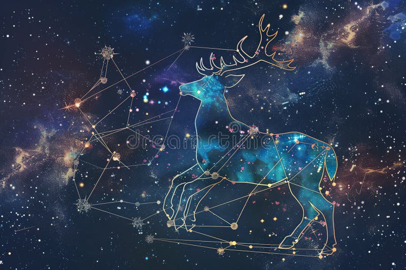 Astrological Composition with Concept of Deer Zodiac Sign Symbol Stock ...