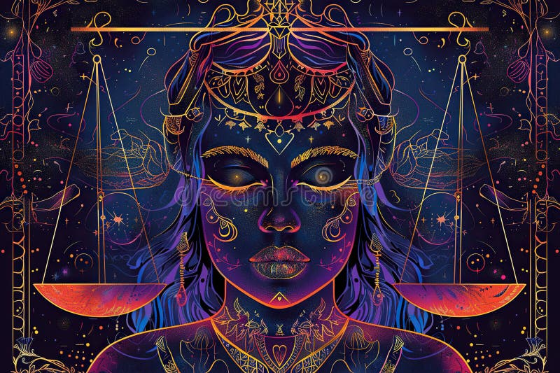 Astrological Composition with Concept of Libra Zodiac Sign Symbol Stock ...