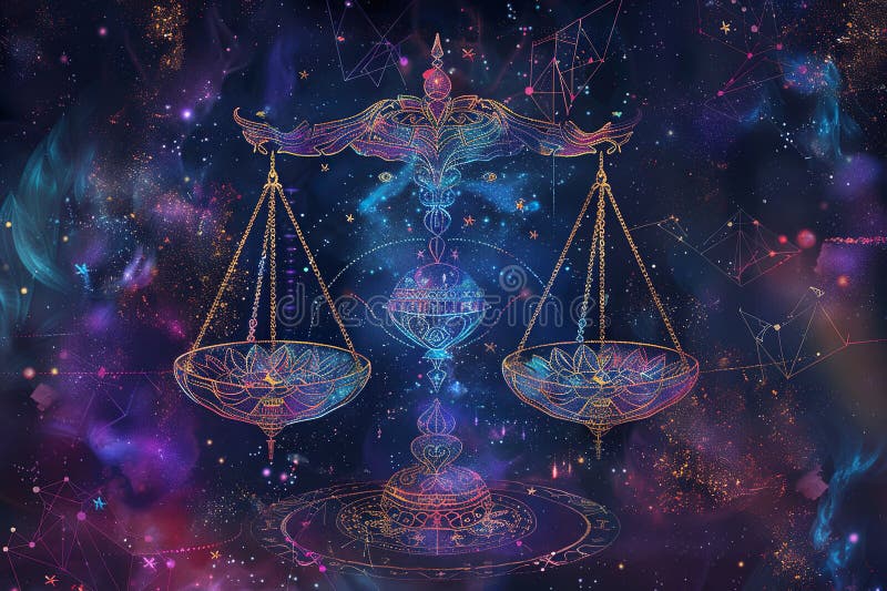 Astrological Composition with Concept of Libra Zodiac Sign Symbol Stock ...