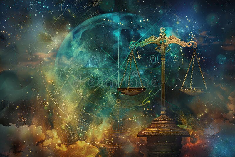 Astrological Composition with Concept of Libra Zodiac Sign Symbol Stock ...