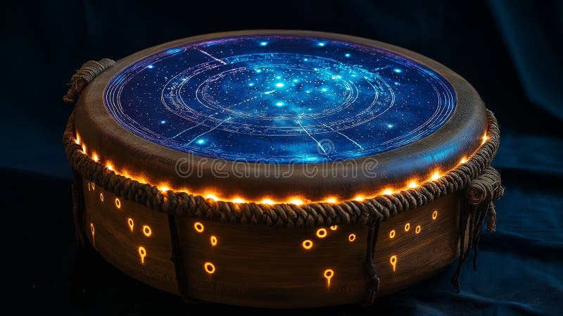 Astrological Drum with Glowing Constellations and Celestial Patterns ...