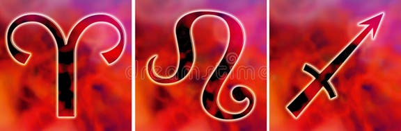Astrological fire signs stock illustration. Illustration of zodiacal ...