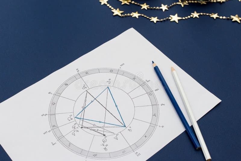 Astrological Natal Chart on a Blue Background Stock Image - Image of ...