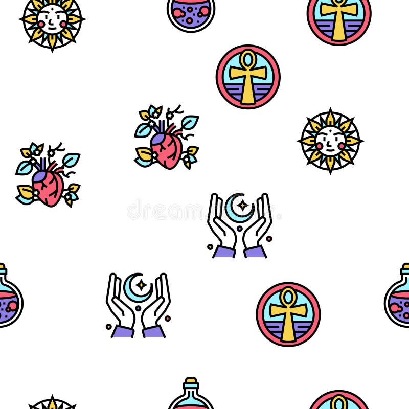Astrological Objects Vector Seamless Pattern Stock Illustration ...