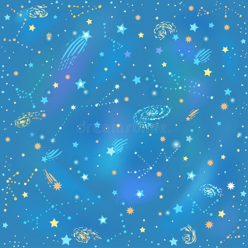 Astrological Pattern, Vector Seamless Background with Stars and ...