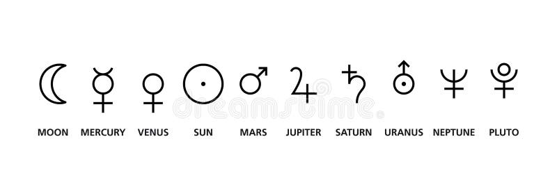 Astrology Planets Calligraphy Stock Vector - Illustration of chiron ...