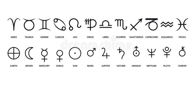 Astrology Planets Calligraphy Stock Vector - Illustration of chiron ...