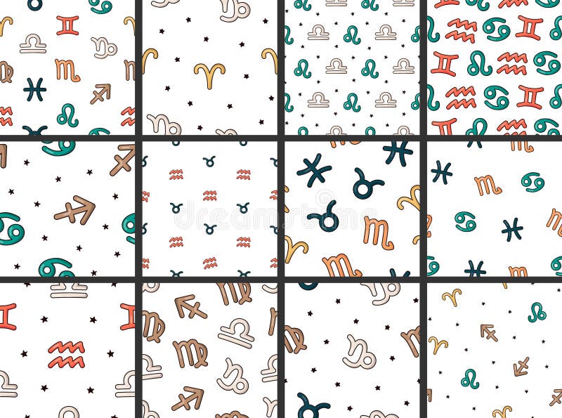 Astrological Signs. Seamless Pattern Stock Vector - Illustration of ...
