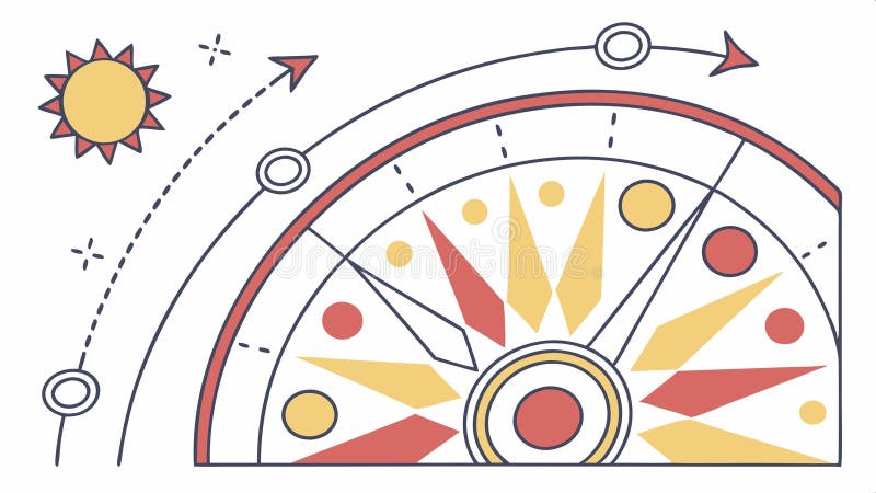Astrological Sun Chart with Symbols Representing Time and Cycles Vector ...
