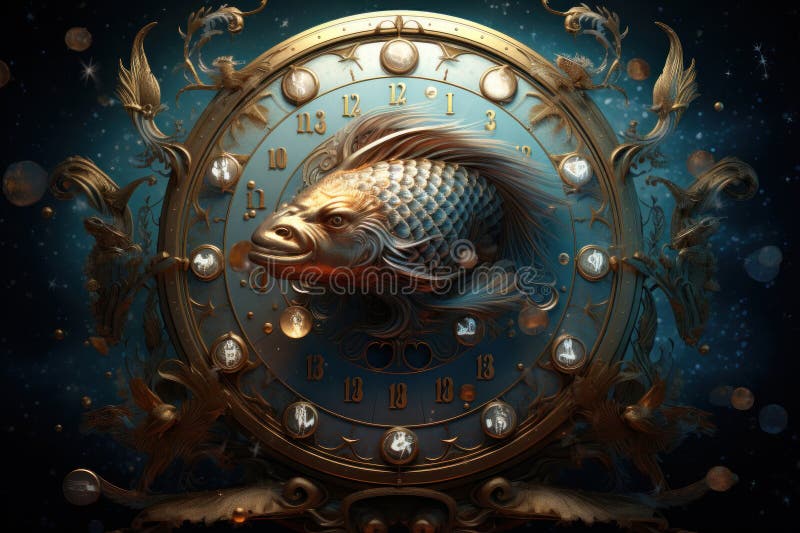 Astrology Calendar, Pisces Zodiac Sign Stock Image - Image of dark ...