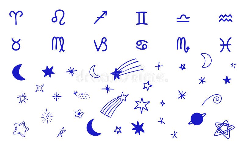 Astrology and Celestial Symbols Vector Set Stock Vector - Illustration ...