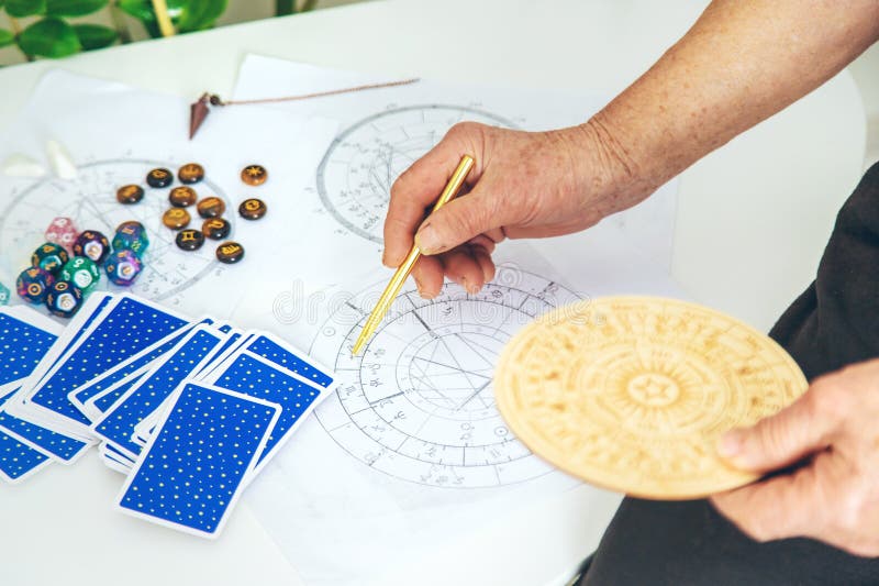 Astrology and Fortune Telling Old Fortune Teller. Selective Focus Stock ...