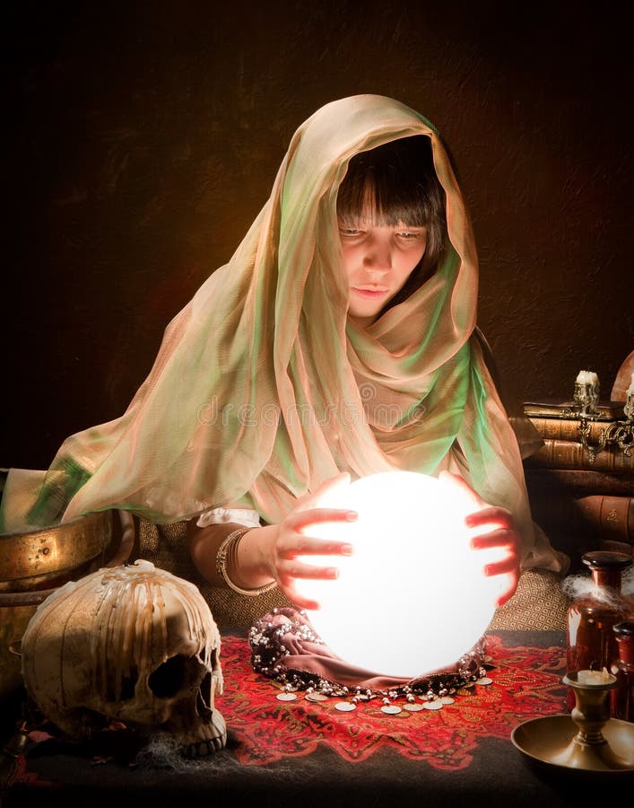 Astrology Gypsy with Crystal Ball Stock Photo - Image of pagan, bright ...