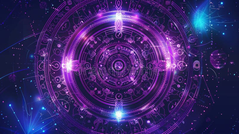 Mystical Zodiac and Planetary Glyphs Circle Illustration Stock Image ...