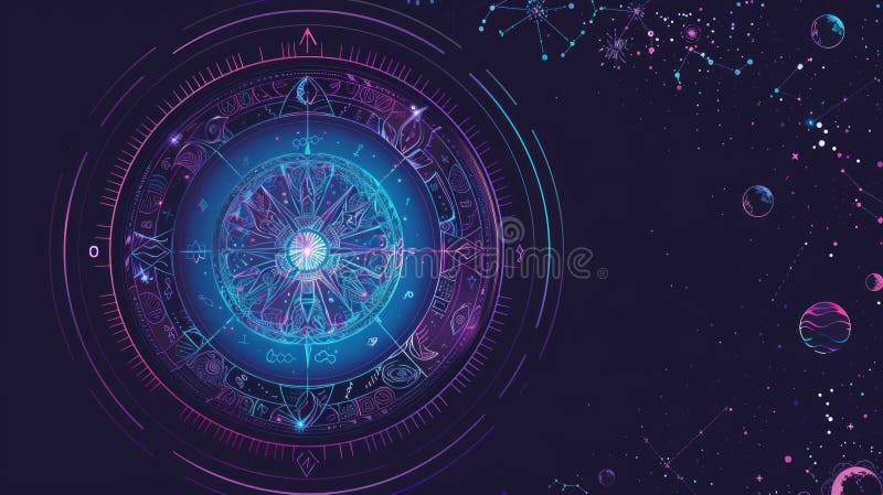 Mystical Zodiac and Planetary Glyphs Circle Illustration Stock ...