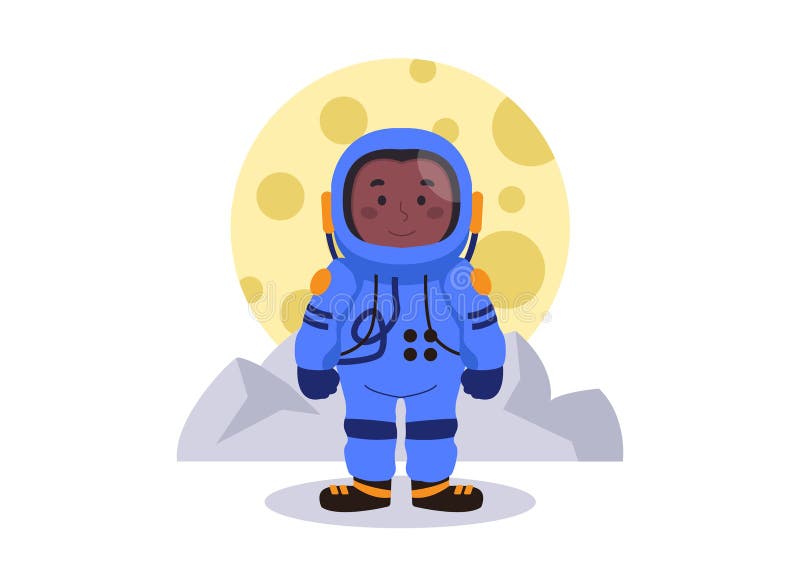 Dark-skinned Male Astronaut in Spacesuit. Against the Backdrop of a ...