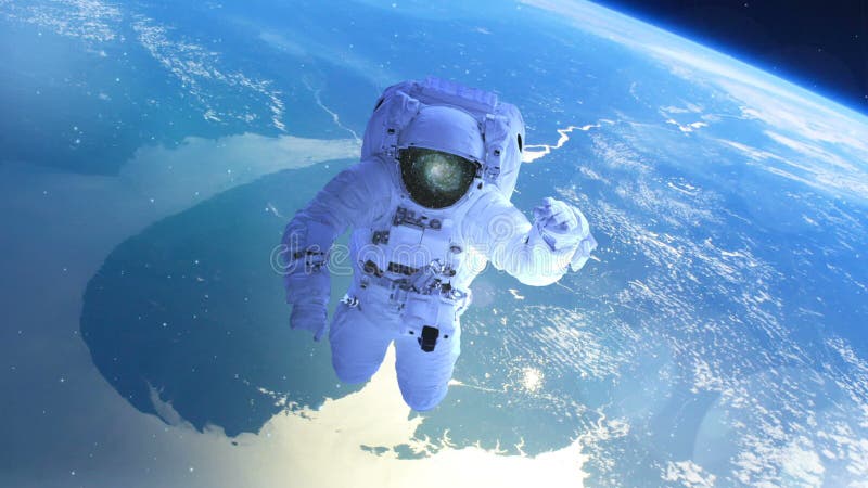 Astronaut Above the Earth in Open Space Stock Footage - Video of earth ...