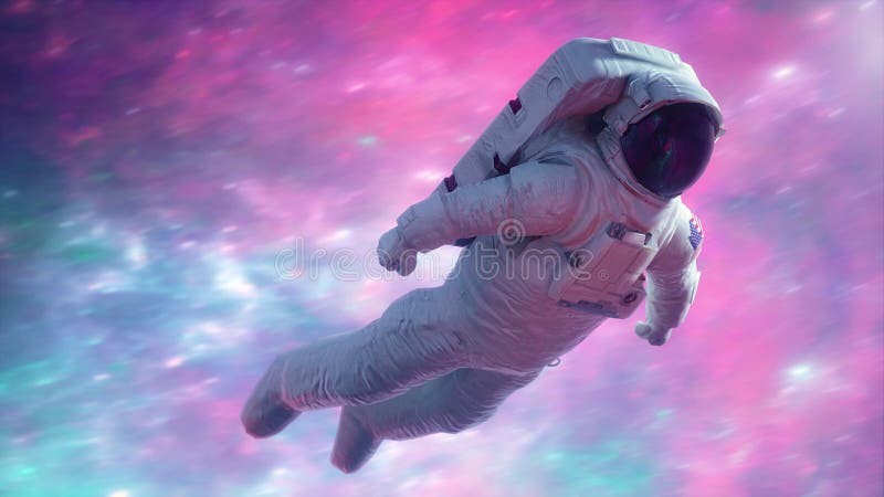 Astronaut Adrift: Cosmic Exploration in the Nebula. 3d Animation Stock ...