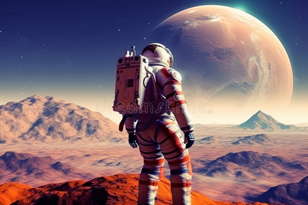 Astronaut Alone on Alien Planet. Generative AI Stock Illustration ...