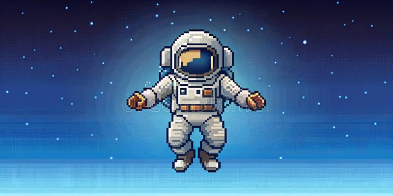 Astronaut Animated Jumping Pixel Art Element AI-Created Content Stock ...