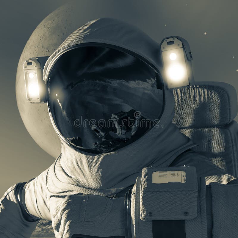 Astronaut in Another Planet Close Up Stock Illustration - Illustration ...