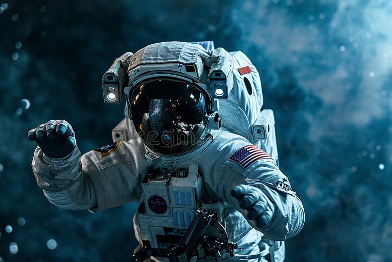 Astronaut Approaching in Space Scene Stock Photo - Image of cosmos ...