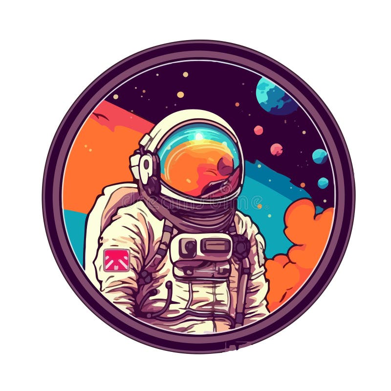 Astronaut Art Vector in Space Background Rounded Shape Stock Vector ...