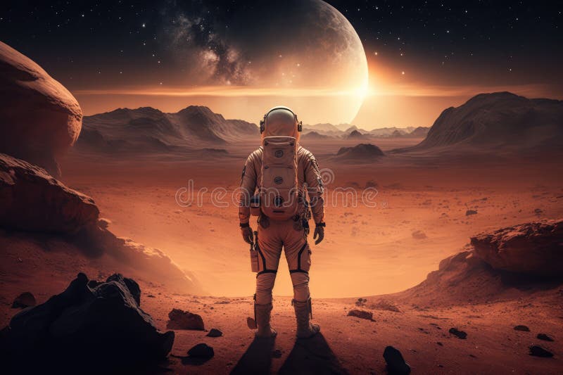Astronaut and Astronauts Exploring Deep Space Stock Illustration ...